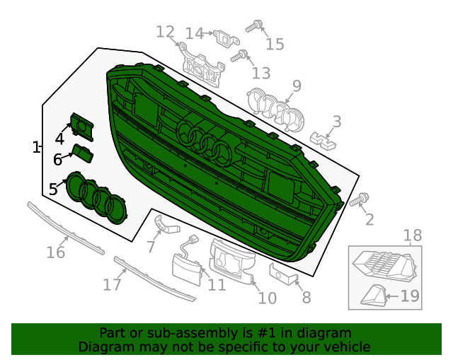 4K8-853-651-A-3FZ - Grille 2019-2023 Audi | AutoNation Parts