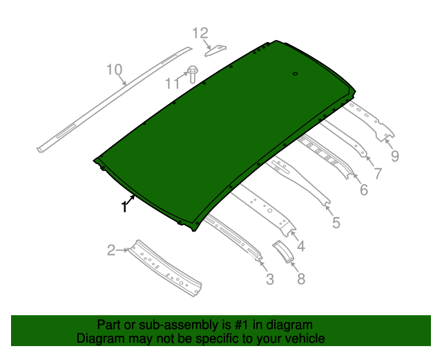 2014-2019 Nissan Rogue Roof Panel 73112-7FA0A | TascaParts.com