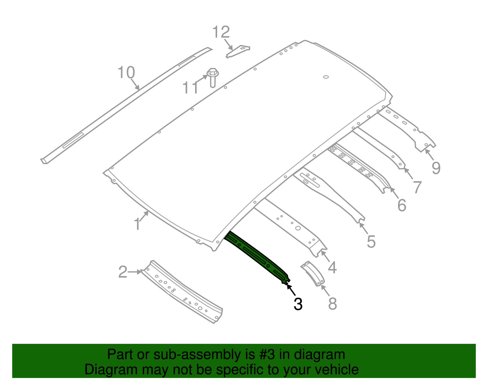G3242-4BAMA - Roof Bow 2014-2020 Nissan Rogue | Nissan Parts ...