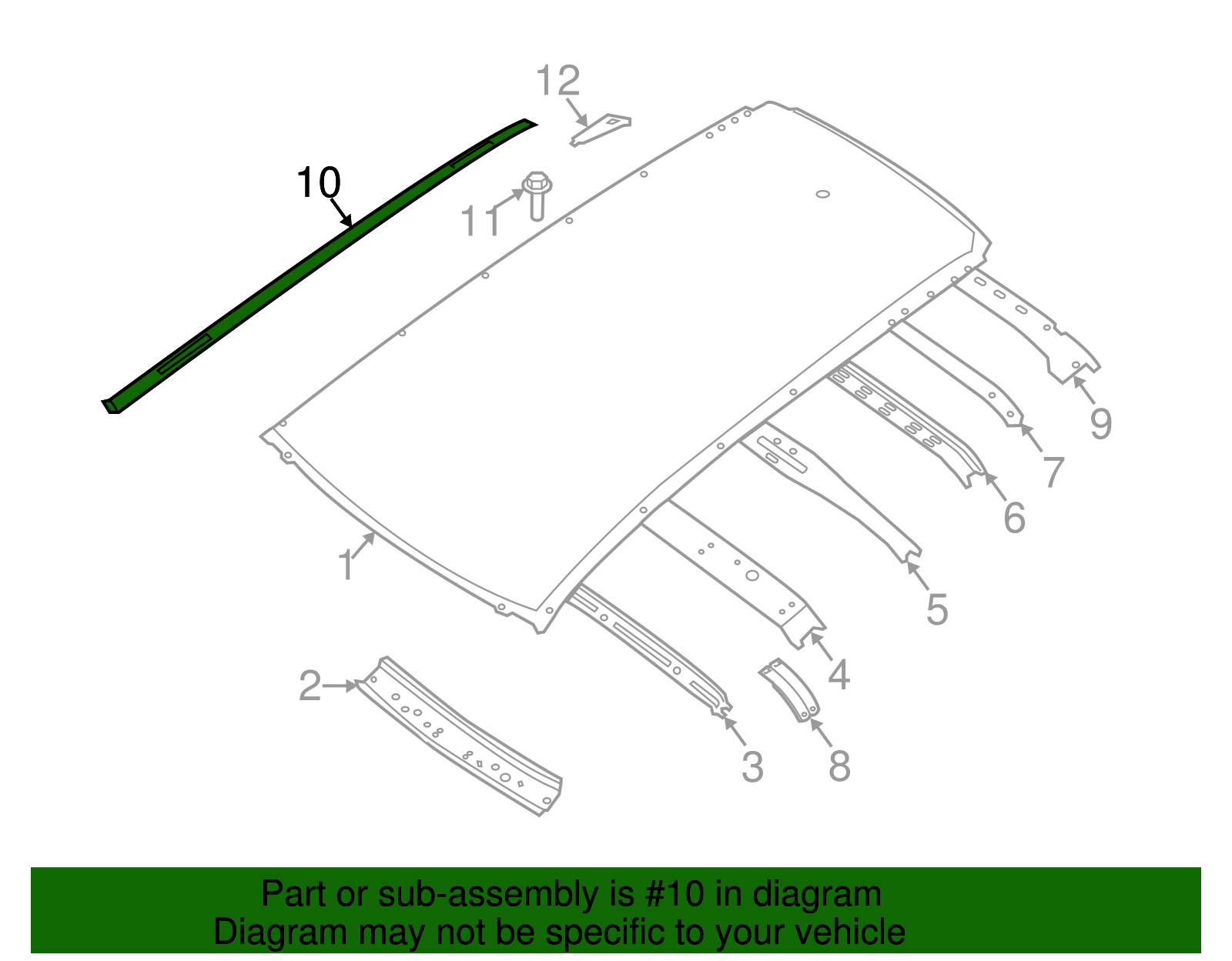 2017 Nissan Rogue Roof Molding 73852-6FR0A | My Nissan Part