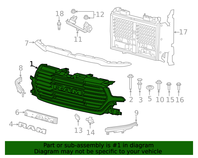 68405000AB - Hood To Fender Mucket Right | Mopar Parts Canada