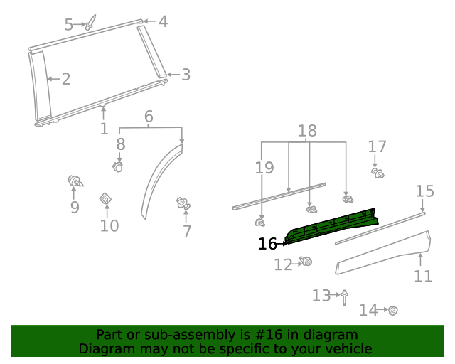 75745-0E080 - Inner Molding - 2021-2023 Toyota Highlander | OEM Genuine ...
