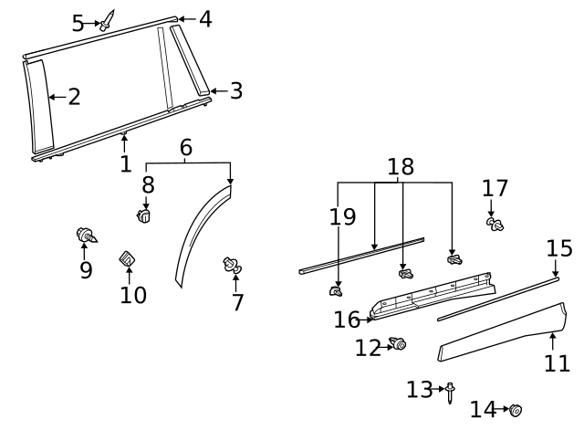 75078-0E040 - Wheel Arch Molding 2020-2024 Toyota Highlander ...