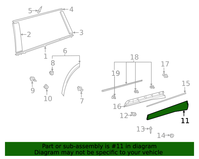 2020-2023 Toyota Highlander Outer Molding 75741-0E903 | Toyota Parts Center