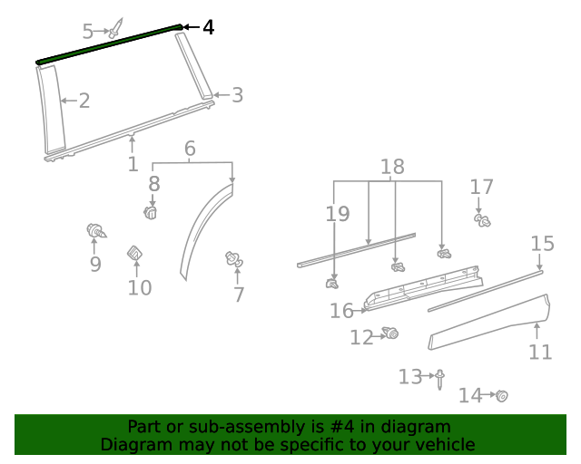 2020-2021 Toyota Highlander Frame Molding 75763-0E050 | Toyota Express ...