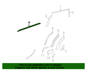 75740-0R011 - Belt Molding - 2006-2012 Toyota RAV4 | Toyota Parts Delivered