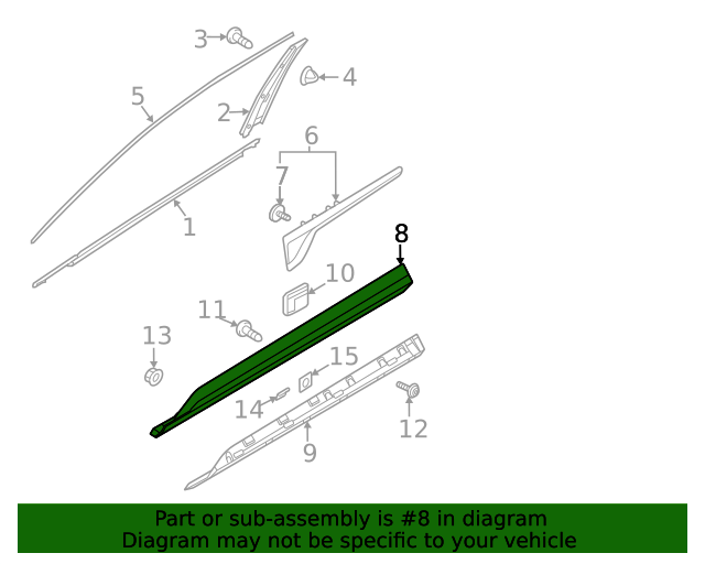 2021-2022 Kia Sorento Body Side Molding 87721-R5000 | QuirkParts