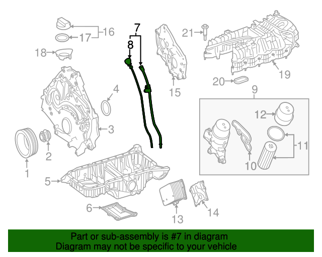 278-010-91-03 - Engine Oil Dipstick Tube 2012-2019 Mercedes-Benz ...