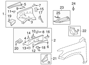 53795-60040 - Fender Ledge Cover - 2008-2011 2013-2015 Lexus LX570 ...