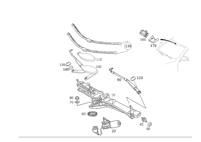 220-820-18-45 - Parts Kit, Wiper Blade 2000-2006 Mercedes-Benz S430 ...