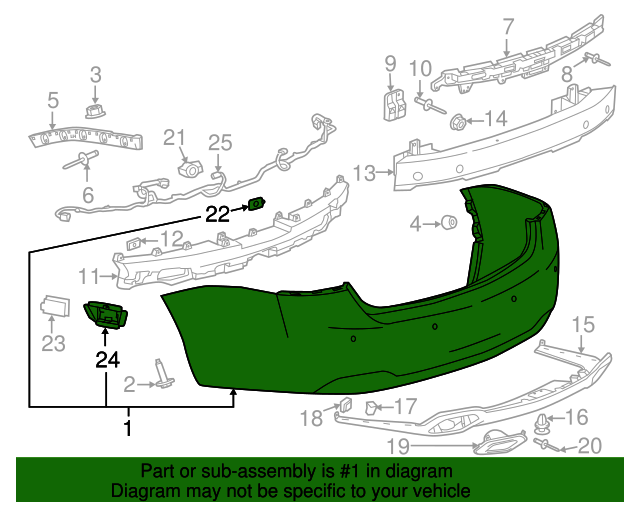 2014 2015 Chevrolet Impala Rear Upper Bumper Cover 23119743 Gm