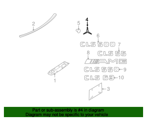 219-758-00-58 - Deck Lid Emblem 2006-2011 Mercedes-Benz ...