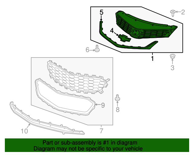 2016-2018 Chevrolet Cruze Front Upper Grille 84189617 GM ...