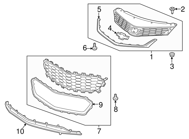 2016-2018 Chevrolet Cruze Front Upper Grille 84189613 | TascaParts.com