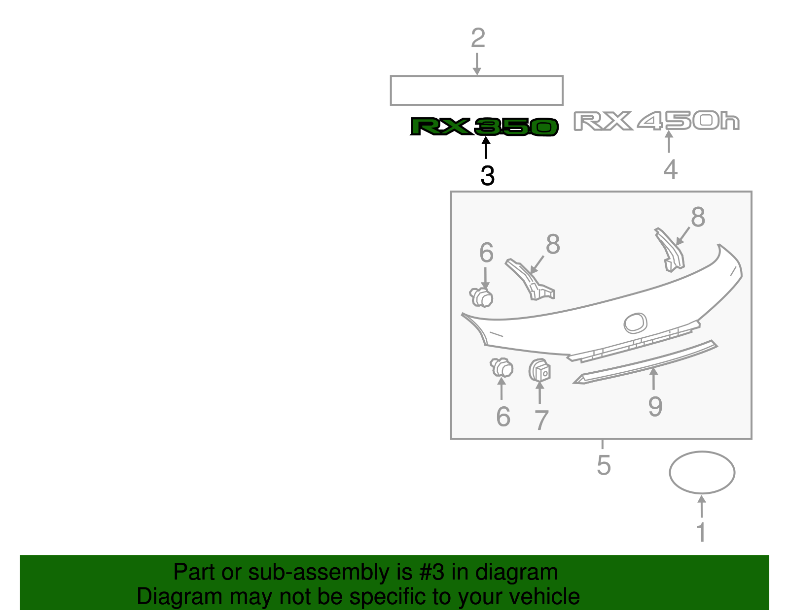 2016-2022 Lexus RX350 Nameplate 75443-0E040 | OEM Parts Online