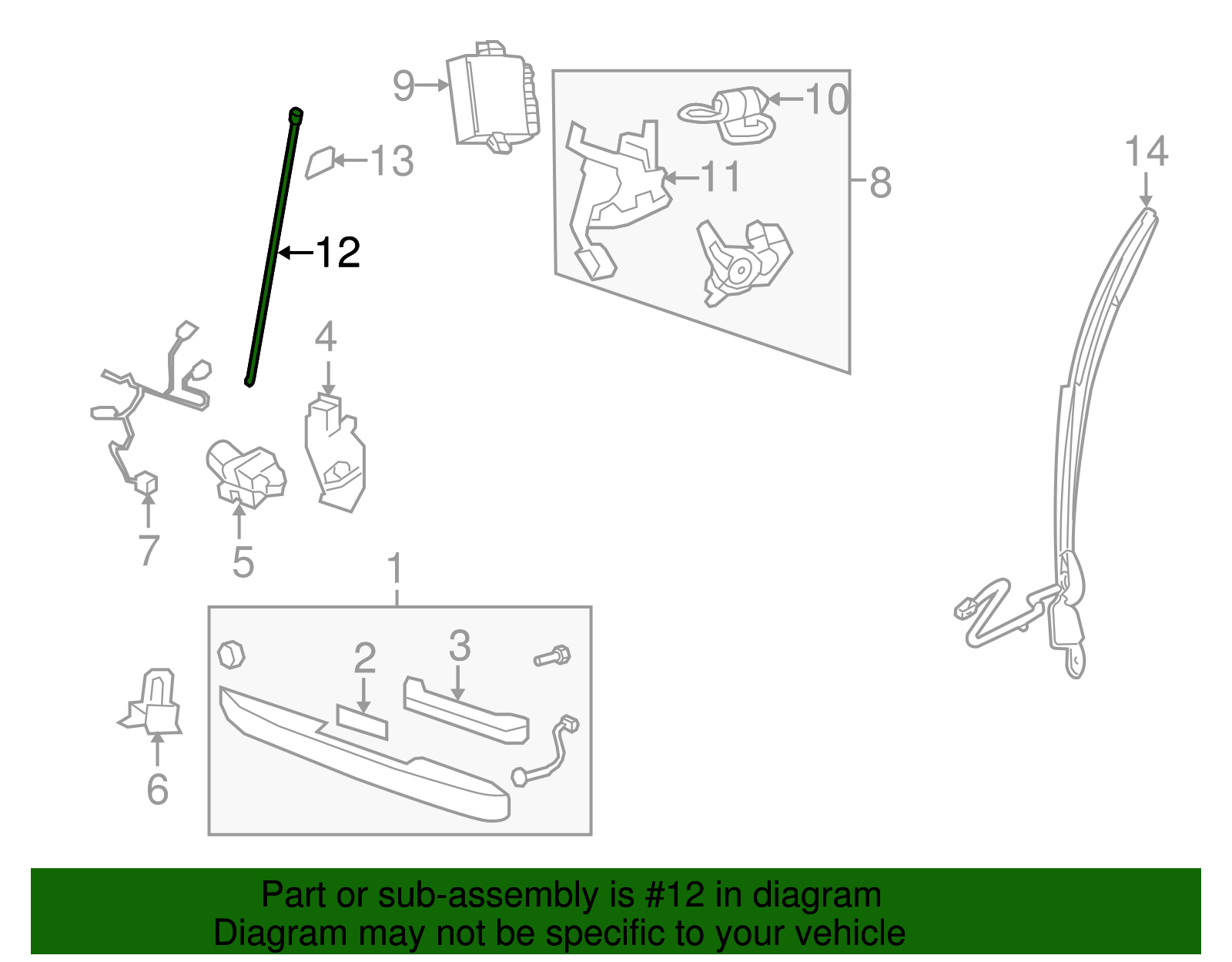 2007-2014 GM Liftgate Actuator Rod 15836293 GM | GMPartsDirect.com