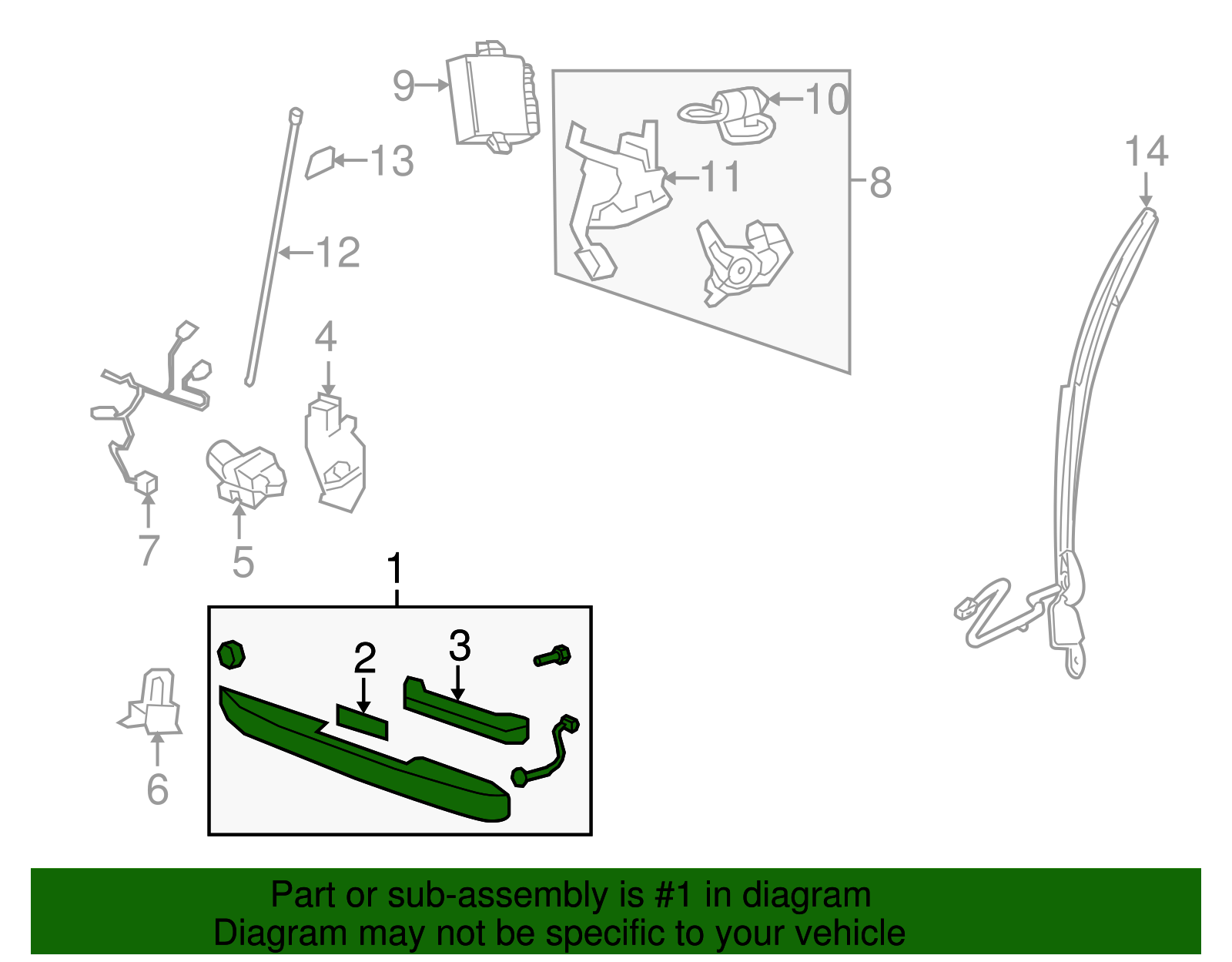 2007-2014 GM Primed Exterior Liftgate Handle 25838218 GM ...