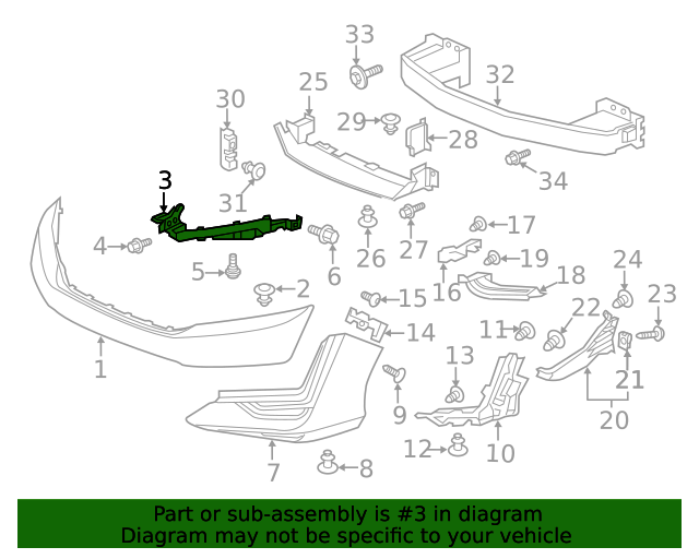 2017-2021 Honda Clarity Beam, R Front Bumper (Upper) 71140-TRT-A01 ...
