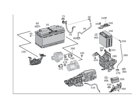 Battery, Starter and Alternator Line for 2017 Mercedes-Benz GLE550e ...