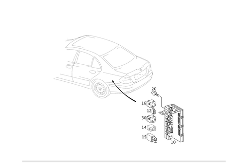 Control Modules and Relays in Load Compartment for 2003 Mercedes-Benz ...