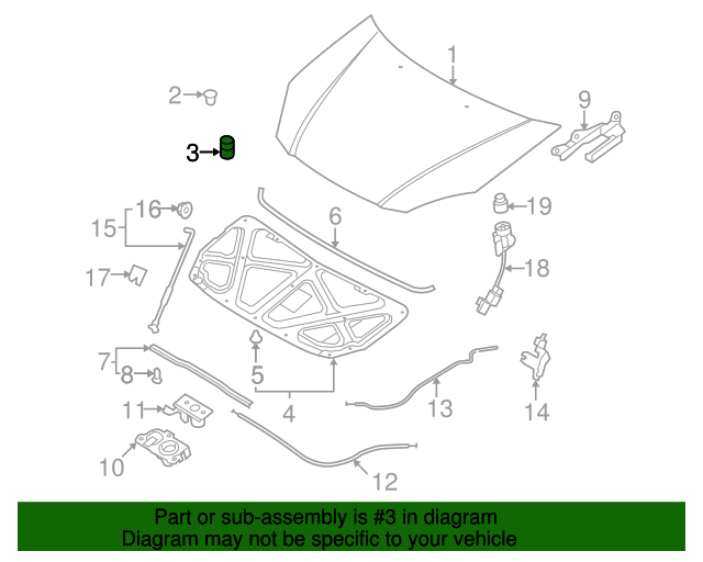 2004-2019 Kia Hood Bumper 81738-24210 | TascaParts.com