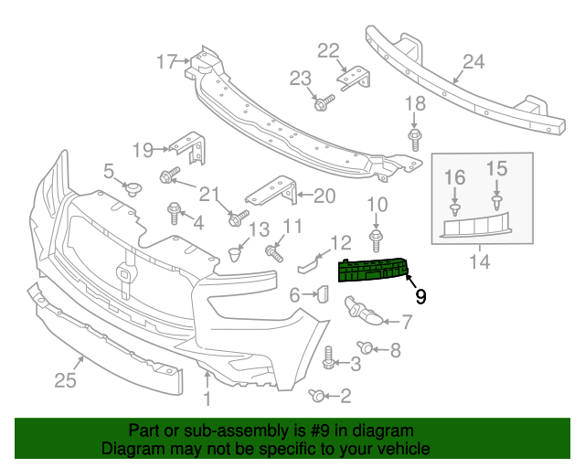 62215-6GW0A - Bumper Cover Bracket 2018-2020 Infiniti QX80 ...