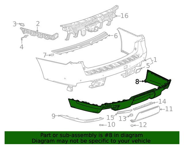 2021-2024 Cadillac Escalade ESV Black Rear Bumper Lower Fascia 84733667 ...
