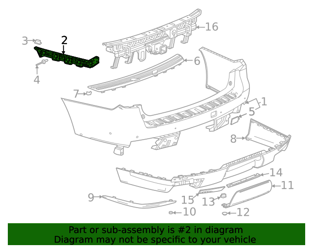 2021-2022 Cadillac Passenger Side Rear Bumper Fascia Guide 85115422 ...
