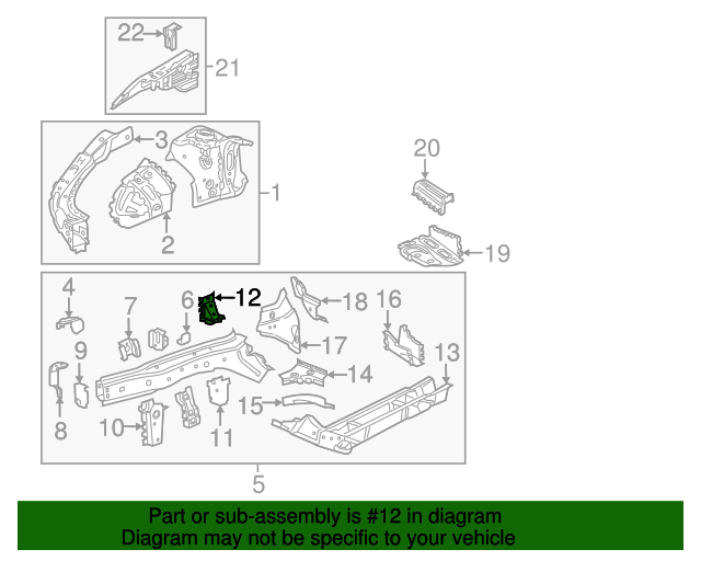 2018-2022 GM Front Passenger Side Wheelhouse Panel Lower Reinforcement ...
