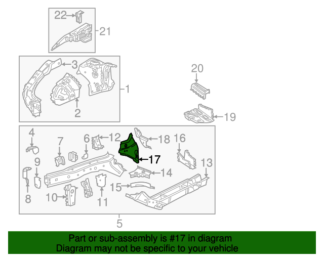 2018-2022 GM Passenger Side Front Compartment Side Rail Rear Extension ...