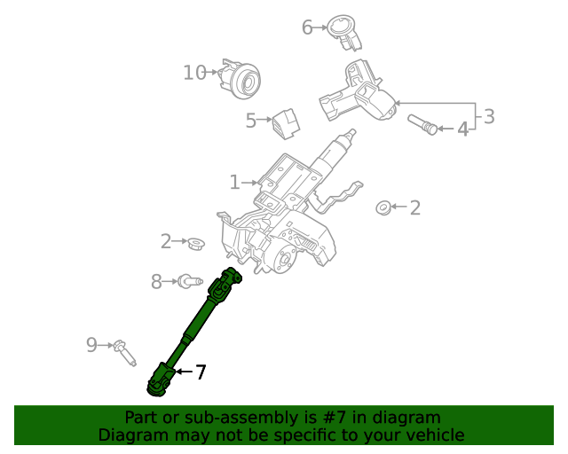 CN1Z-3B676-A - Steering Shaft - 2018-2022 Ford EcoSport | Lasco Auto Parts