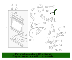 Genuine Toyota Engine Coolant Hose part# 16267-0P020 for 2006-2018 ...