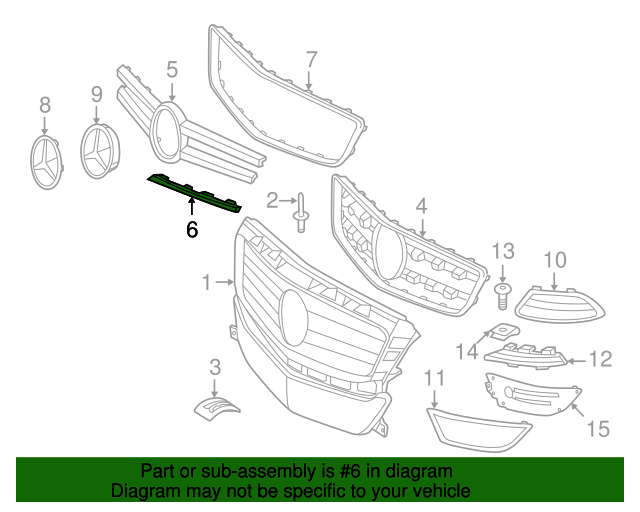 2012-2014 Mercedes-Benz Grille Molding 218-885-08-21 | AutoNationParts.com
