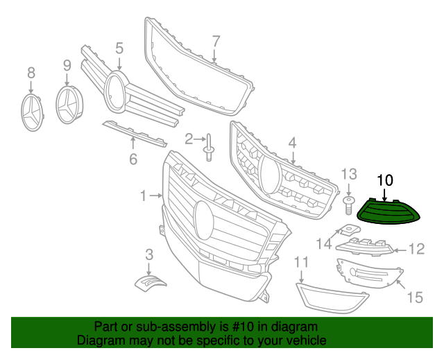 218-885-08-53 - Outer Grille 2012-2014 Mercedes-Benz CLS 550 | Mercedes ...