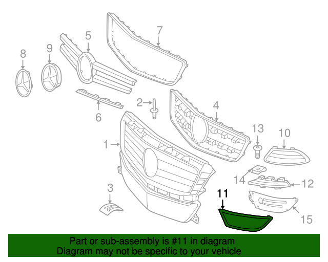 2012-2014 Mercedes-Benz Outer Grille 218-885-01-53 | MB OEM Parts