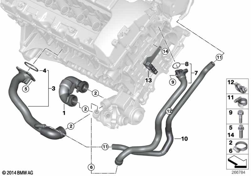 2005-2016 BMW Pipe, Engine Supply-Coolant Pump 11537558522 | Retail ...