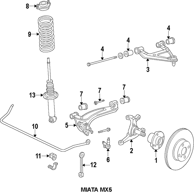 Lower Control Arm Rear Bushing - Mazda (NA01-34-490) | TascaParts.com