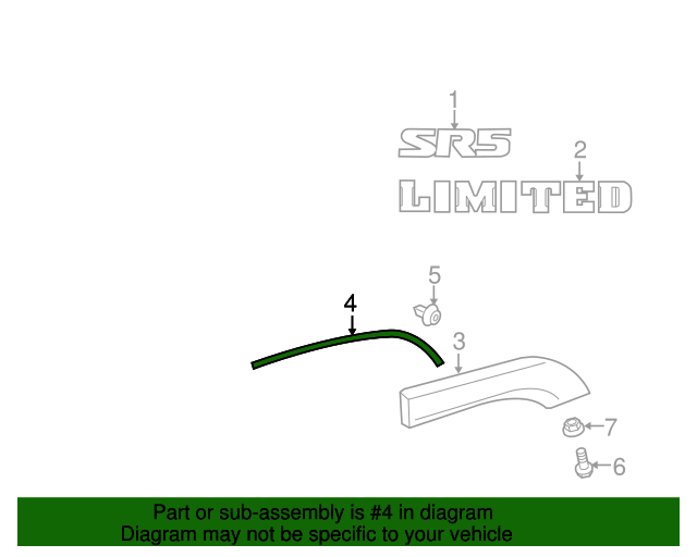 2010-2023 Toyota 4Runner Flare Seal 75659-35120 | Toyota Parts Center