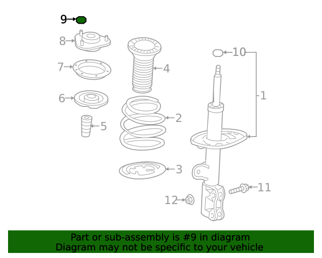2011-2024 Toyota Strut Mount Nut 90178-A0077 | Toyota Parts Center