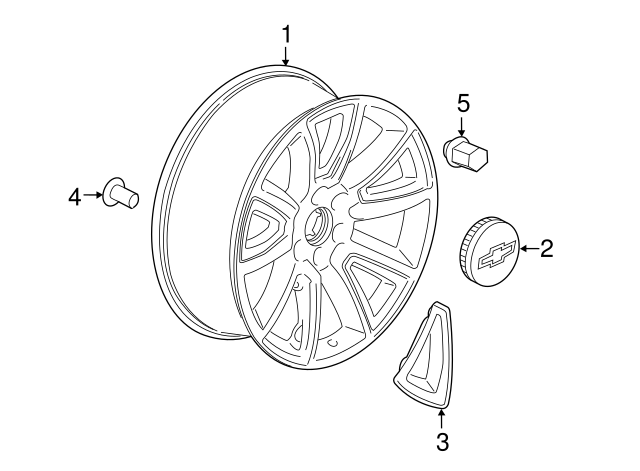 20942002 - Wheel Center Cap, Bright Aluminum 2014-2023 Chevrolet ...