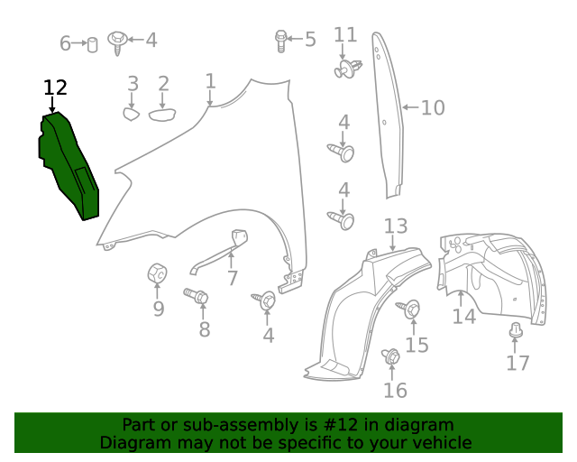 2009-2017 Chevrolet Traverse Front Fender Insulator 20894710 GM ...