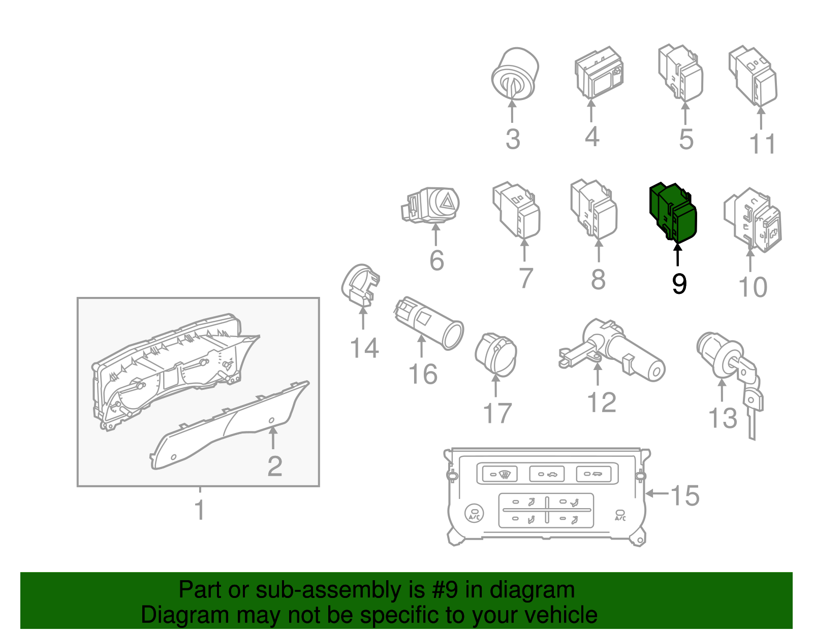 2012-2021 Nissan Parking Aid Switch 25989-1PA0B | Nissan Parts Central