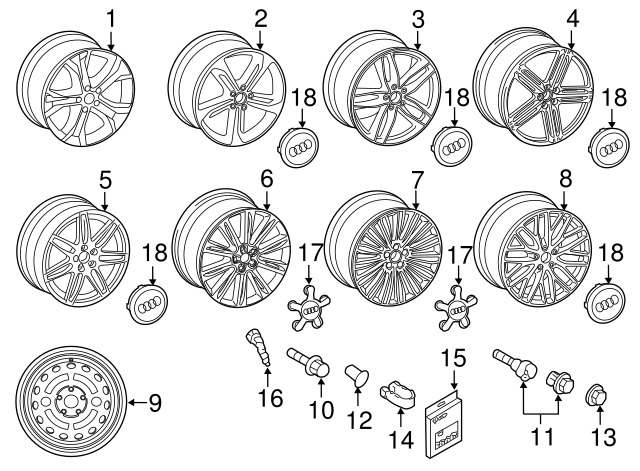 2011-2017 Audi Wheel, Alloy 4H0-601-025-BF | Genuine Audi Parts
