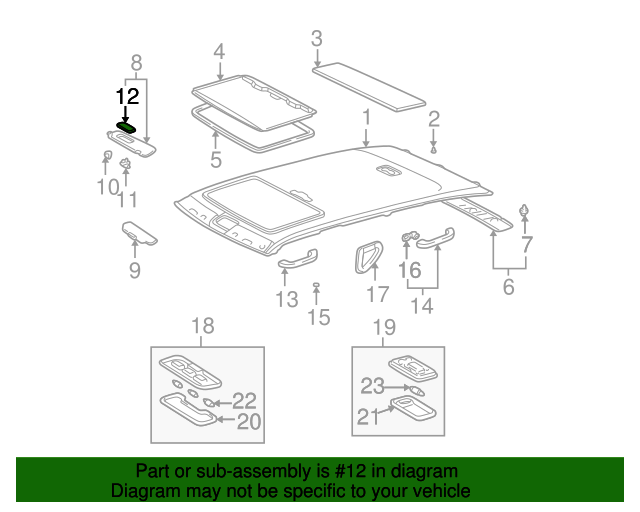 1999-2007 Lexus Visor Lamp 81340-33130-A1 | OEM Parts Online