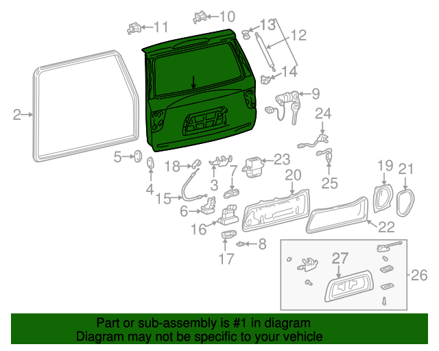 2005-2007 Toyota Sequoia Lift Gate 67005-0C071 | Toyota Parts Center