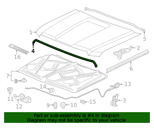 2015-2019 GM Hood Front Weatherstrip 23473838 GM | GMPartsDirect.com