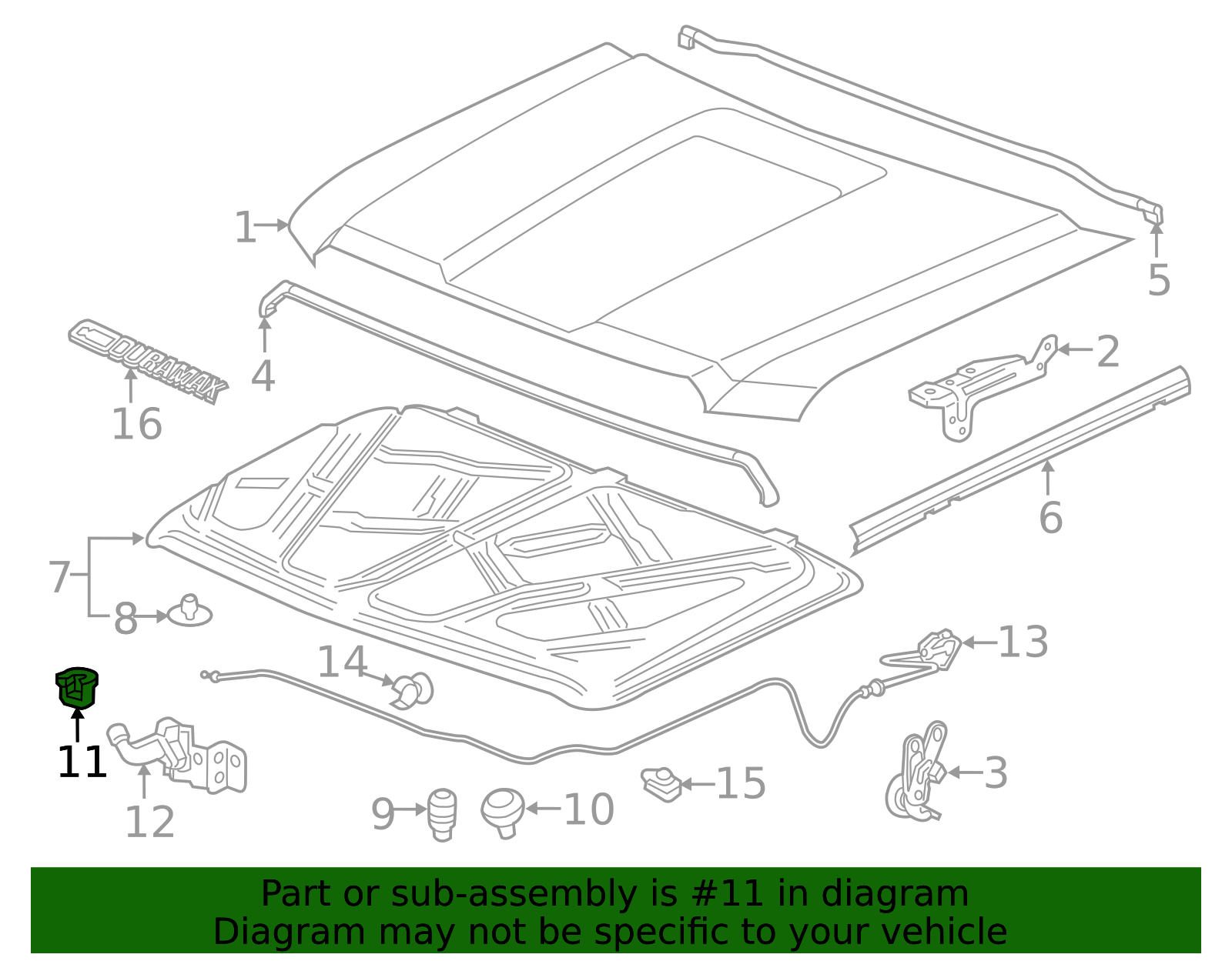 2014-2025 GM Hood Side Bumper 22755721 GM | GMPartsDirect.com