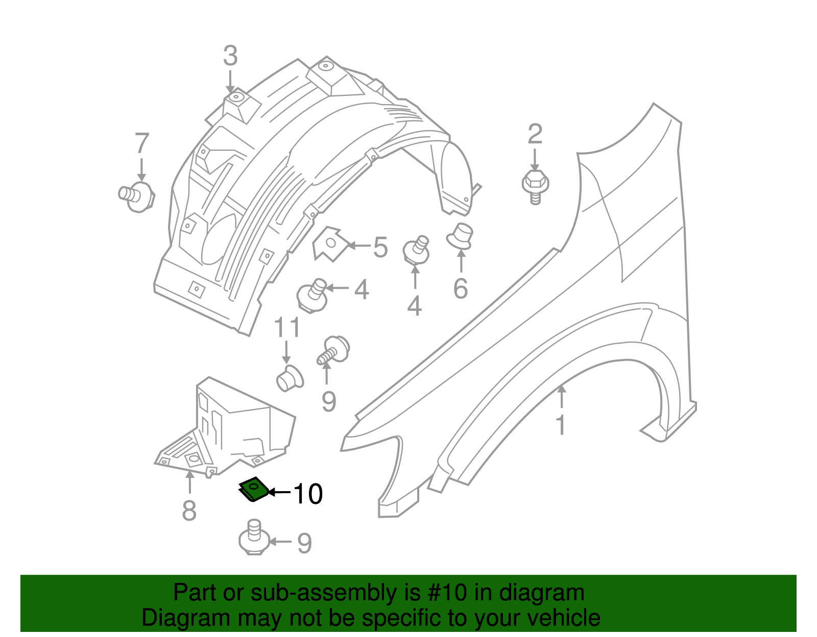 1995-2025 Nissan Fender Liner Clip 76882-0M000 | OEM Parts Online