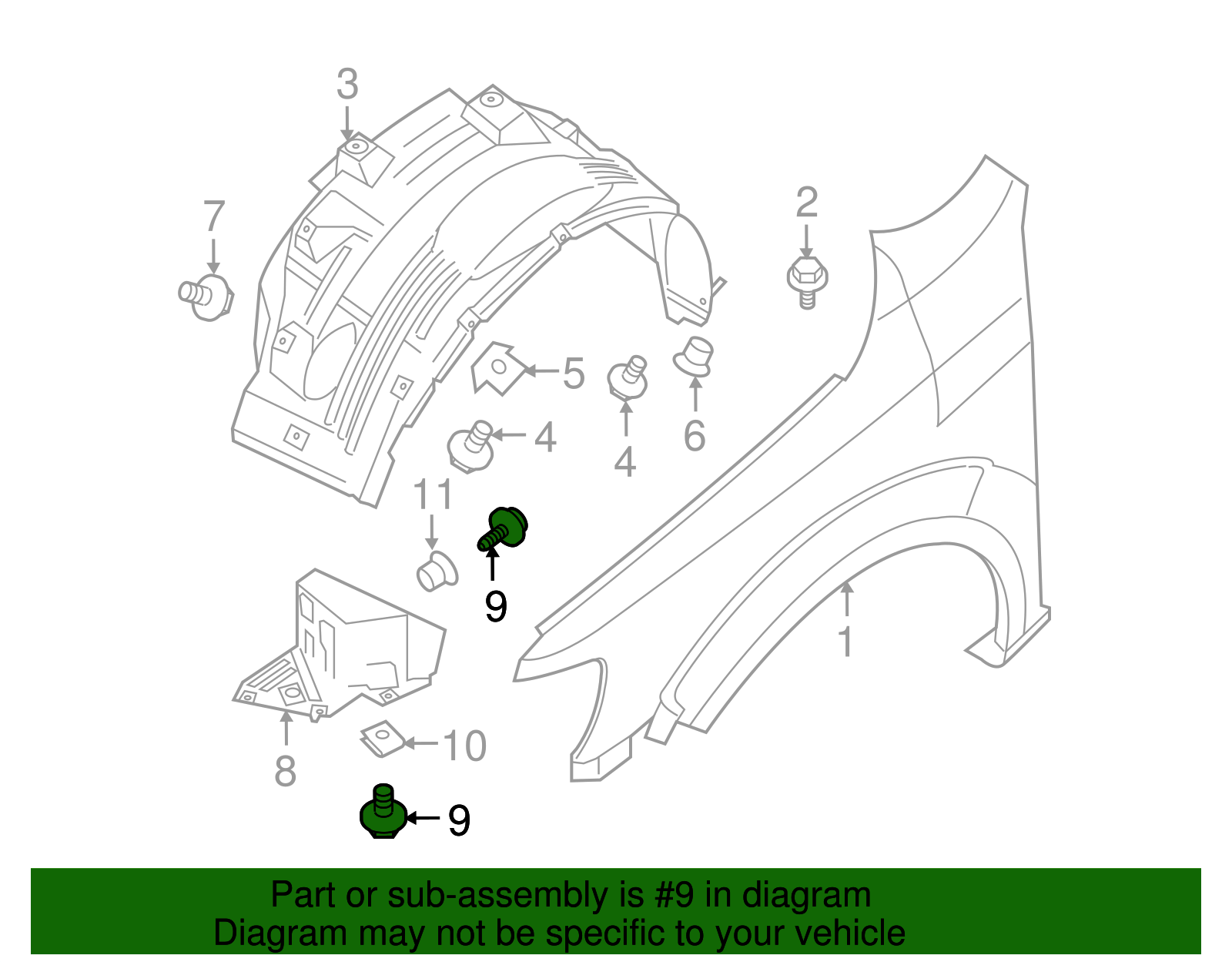 1998-2024 Nissan Fender Liner Screw 01451-00841 | Nissan Parts Central