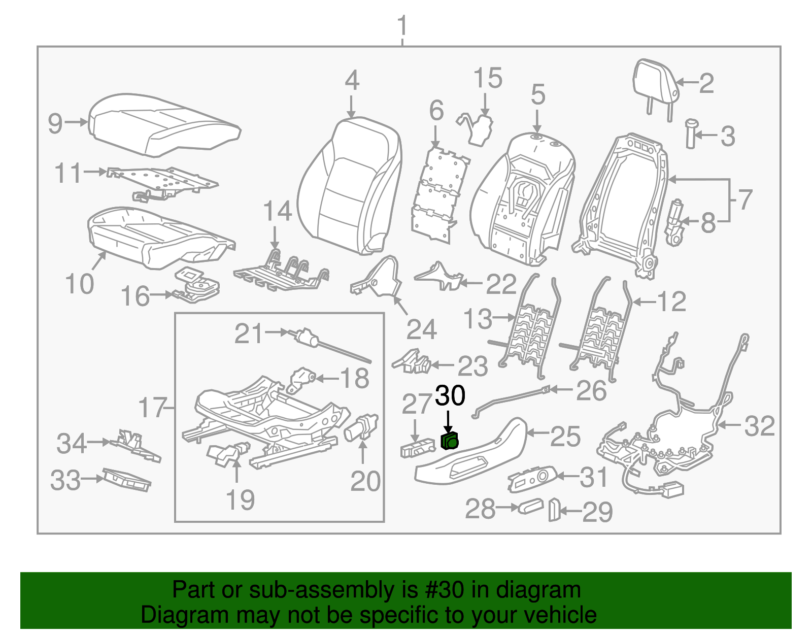 2016-2018 Chevrolet Malibu Dark Atmosphere Front Seat Lumbar Switch ...